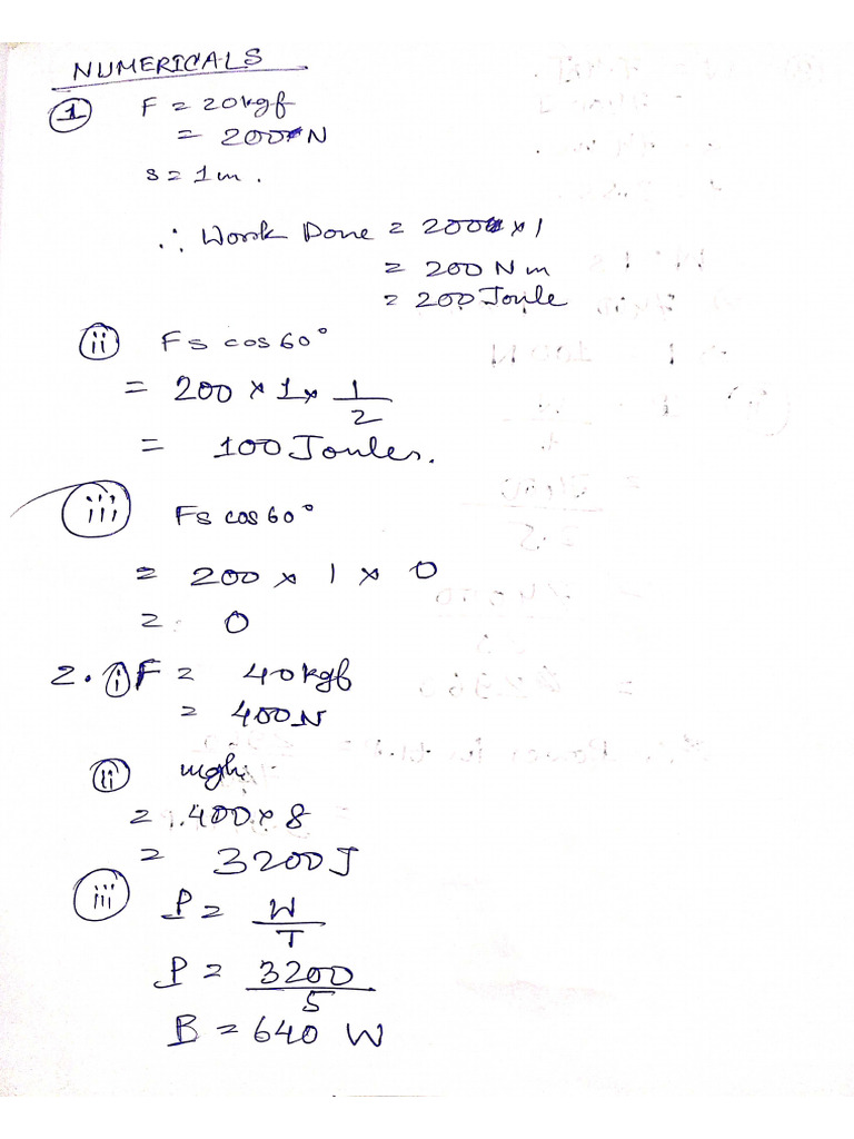 Physics (Work, Power & Energy Homework) | PDF