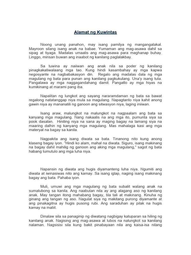 Alamat NG Kuwintas | PDF