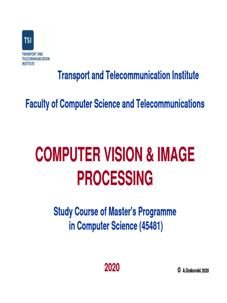L1 CVIP Introduction en-2020 | PDF | Computer Vision | Image Segmentation