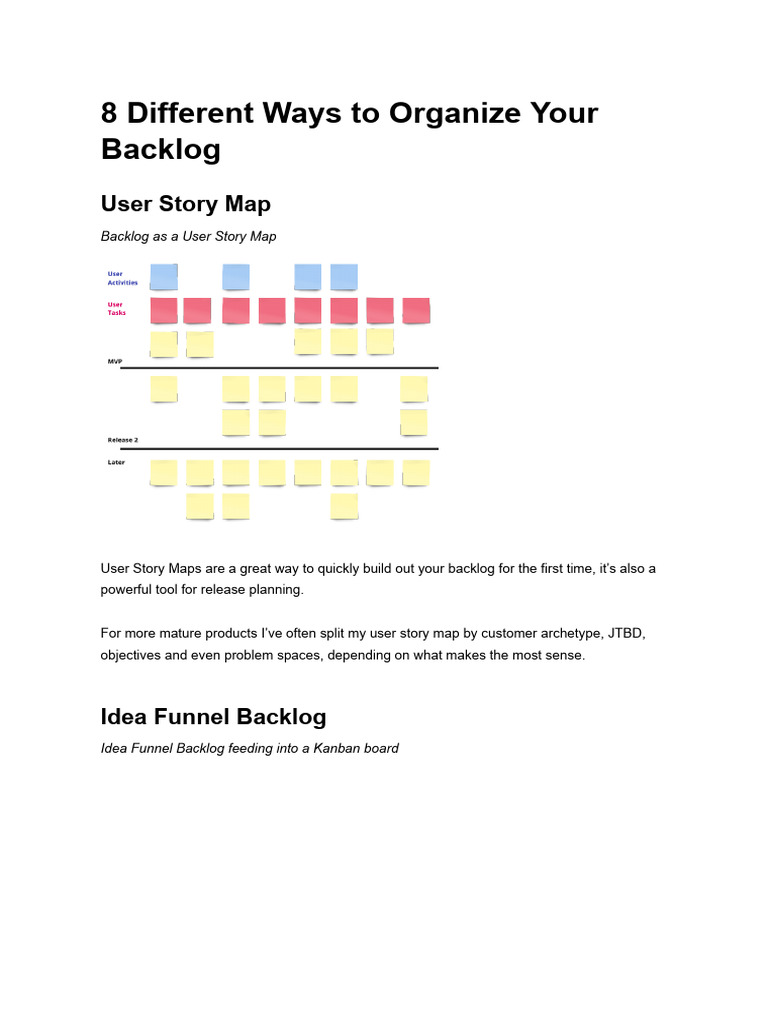 8 Different Ways to Organize Your Backlog by Anthony Murphy | PDF