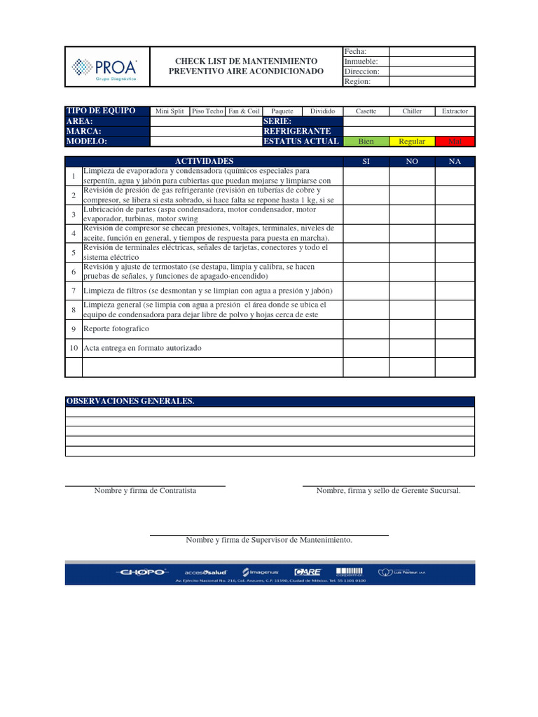 Check List Preventivo Aa | PDF