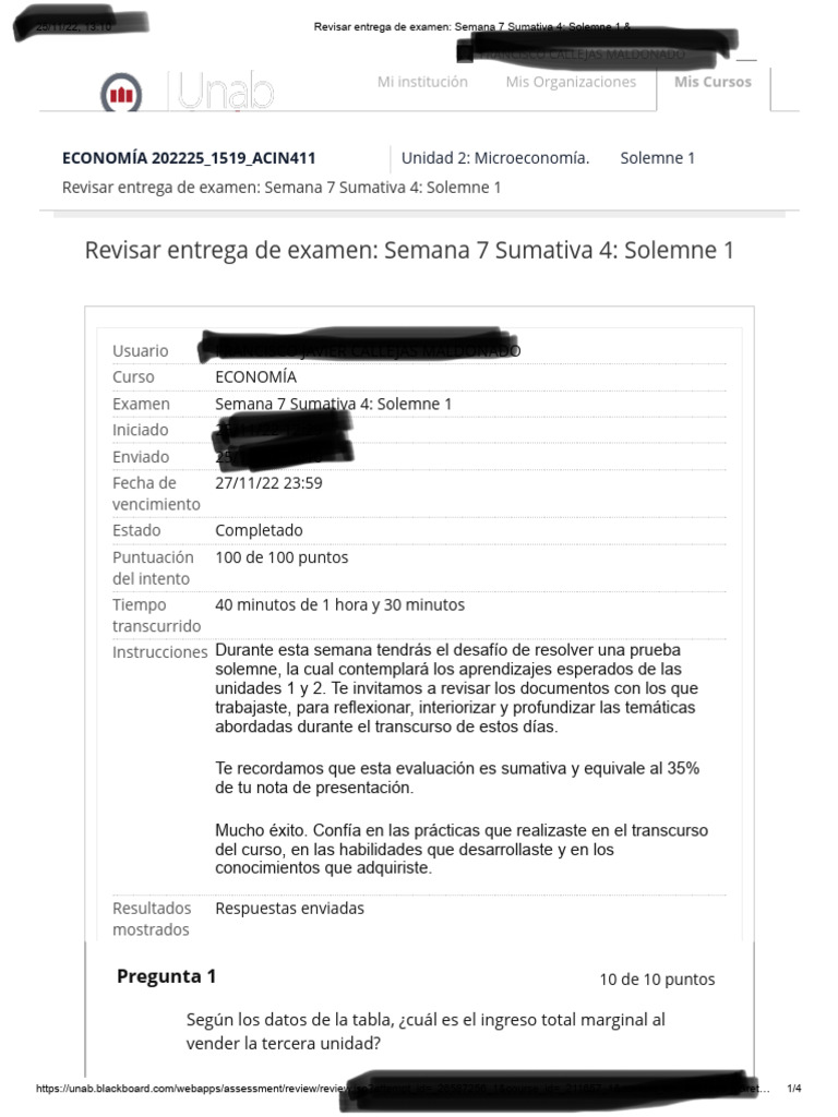 Revisar Entrega de Examen - Semana 7 Sumativa 4 - Solemne 1 &.. | PDF | Mercado (economía ...