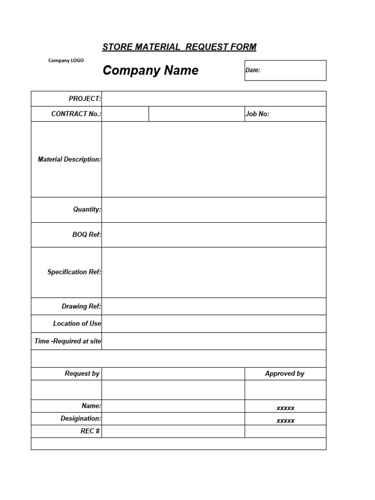 Store Material Request Form | PDF