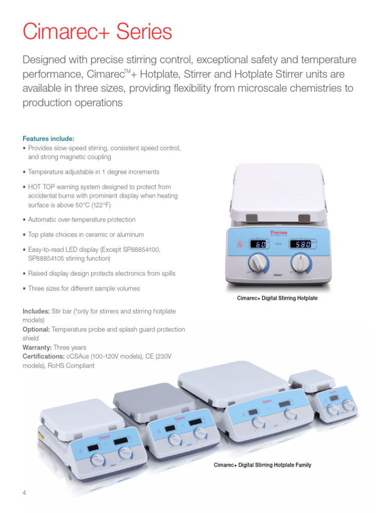 CIMAREC Hotplates and Stirrers - Brochure 2020 | PDF | Manufactured ...
