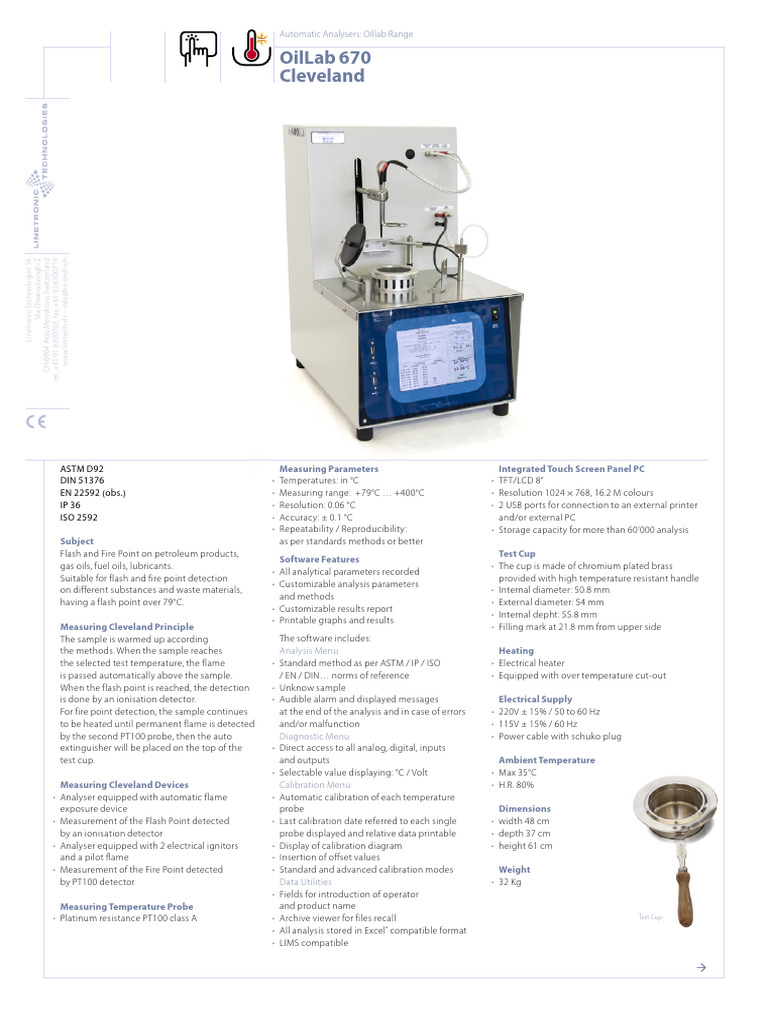 Automatic Flash Point COC ASTM D92 OILLAB 670 - Brochure 2023 | PDF ...