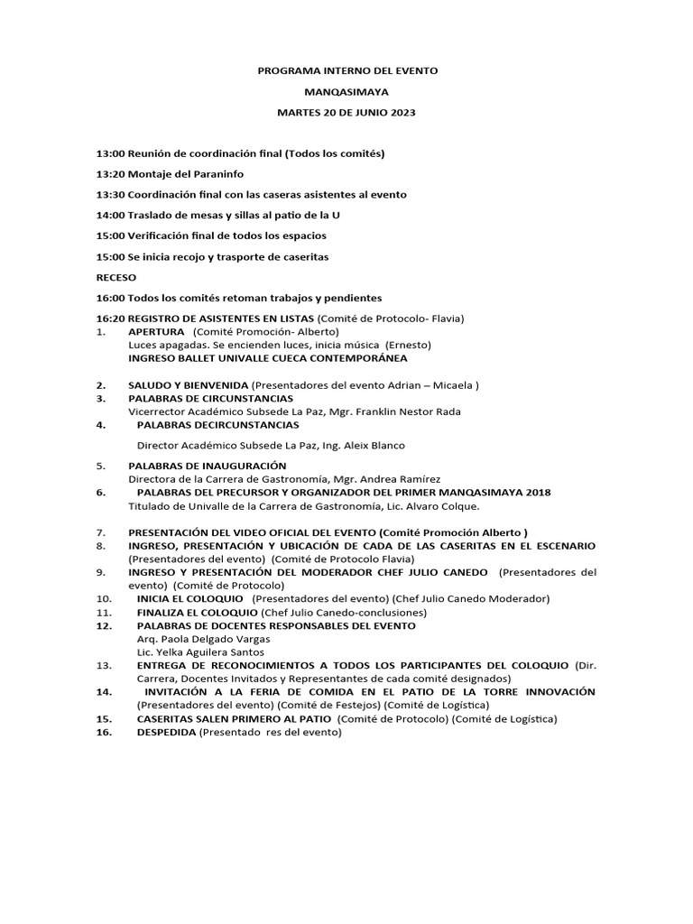 PROGRAMAS Interno y Externo Coloquio | PDF