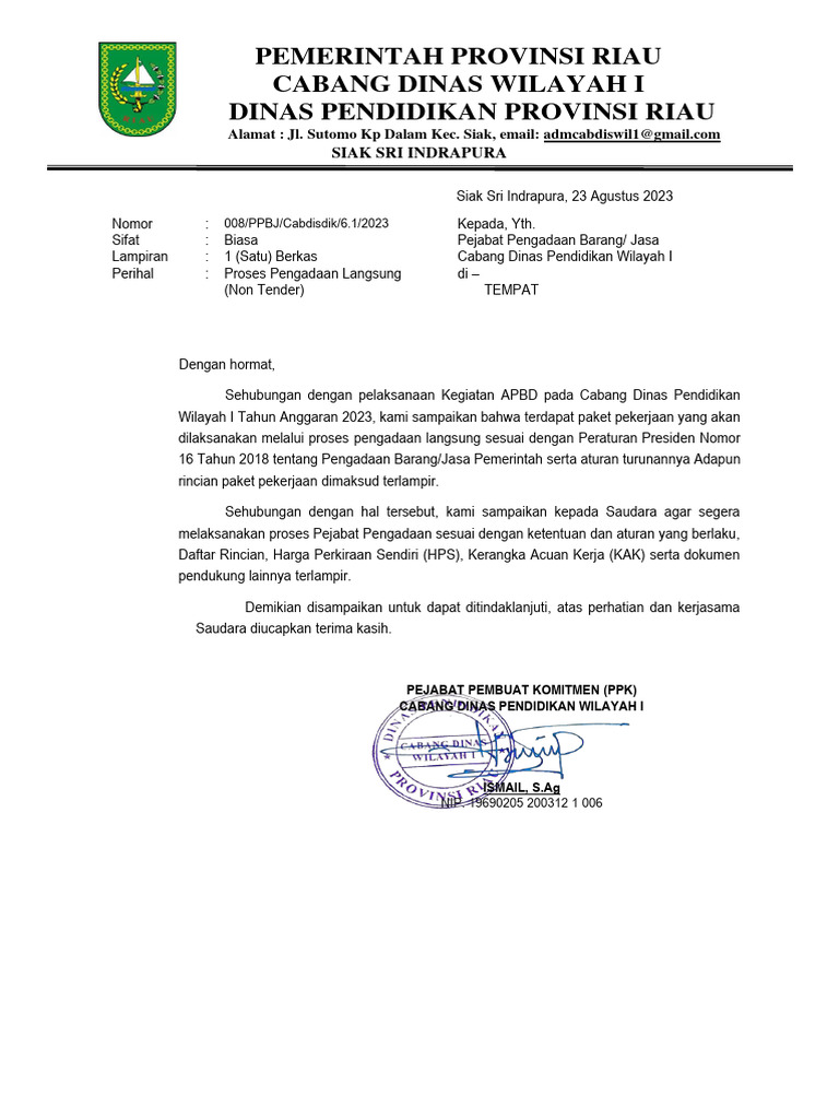 Surat PPK ke pp | PDF