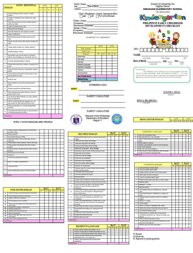 ECCD Checklist 2020 2021 | PDF