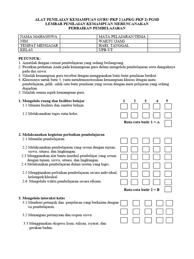 Lembar Penilaian PKP Apkg-1 Dan 2 | PDF