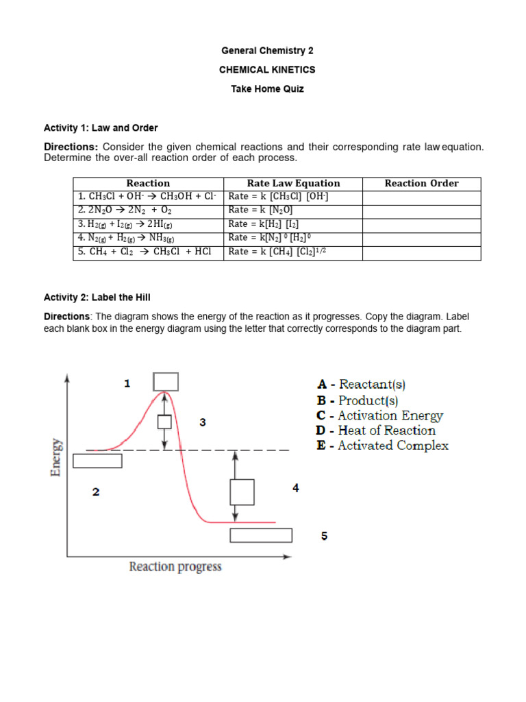 Chemistry Kinetics Quiz | PDF