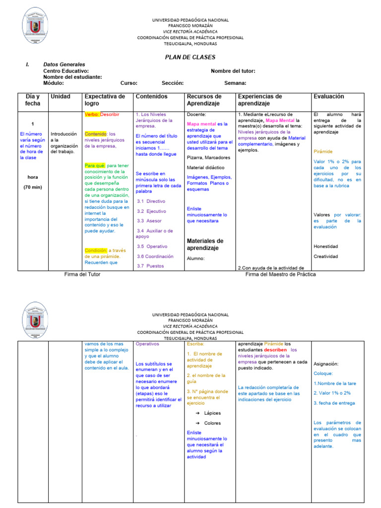 Plan de Clases | PDF | Evaluación | Aprendizaje
