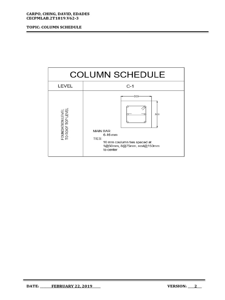 Column Schedule | PDF
