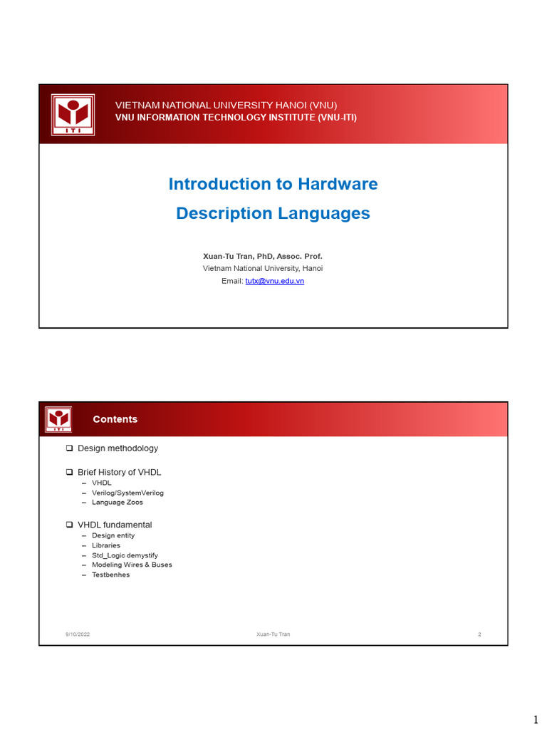 Buoi 2-Introduction To HDL | PDF | Vhdl | Computer Engineering