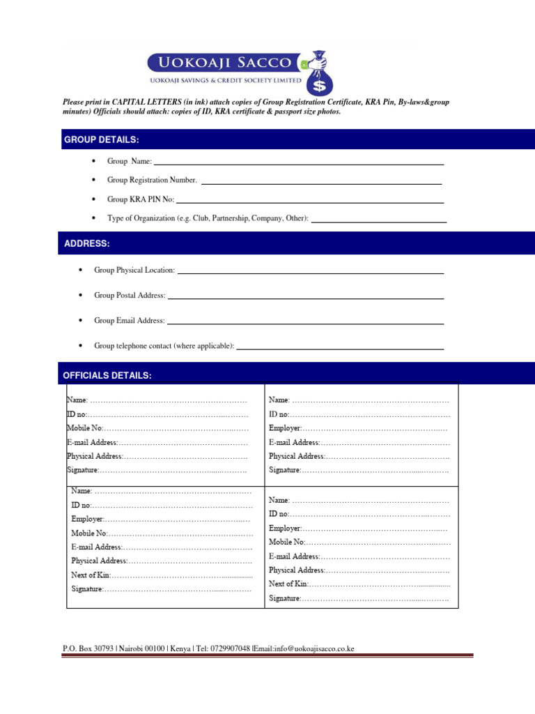 Chama Membership Form | PDF