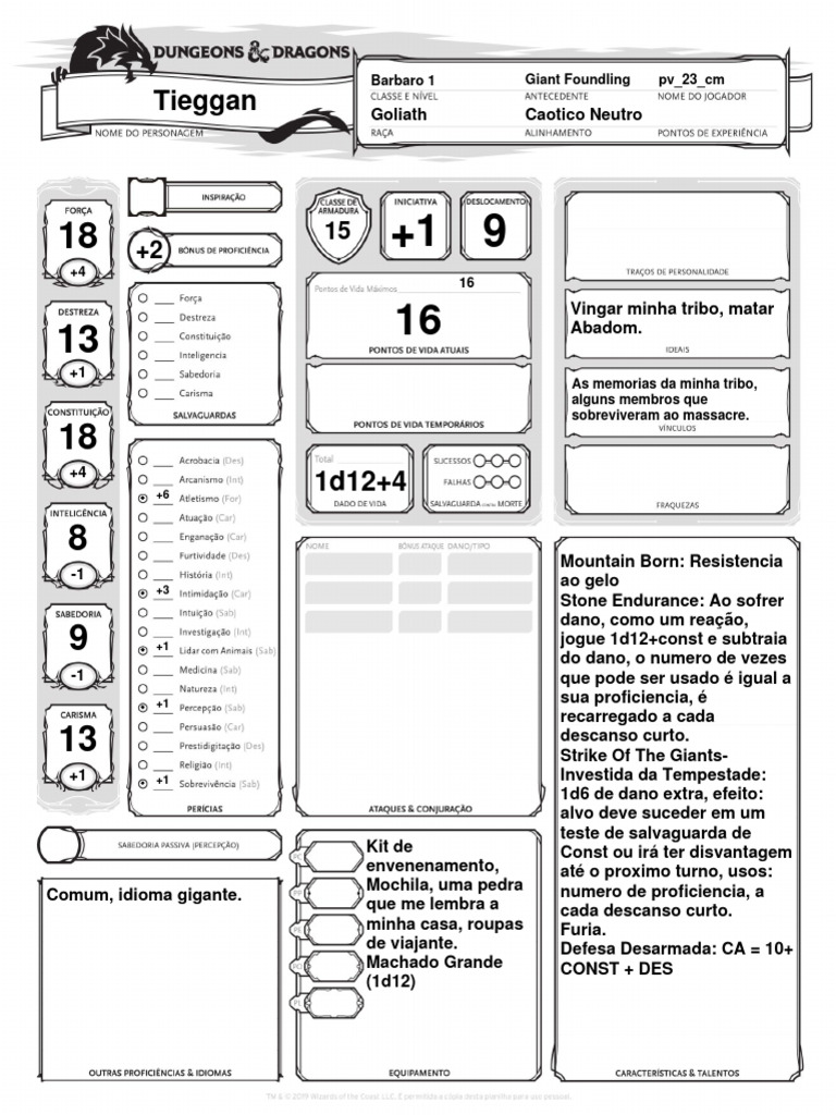 Fichaparaabancado RPG | PDF