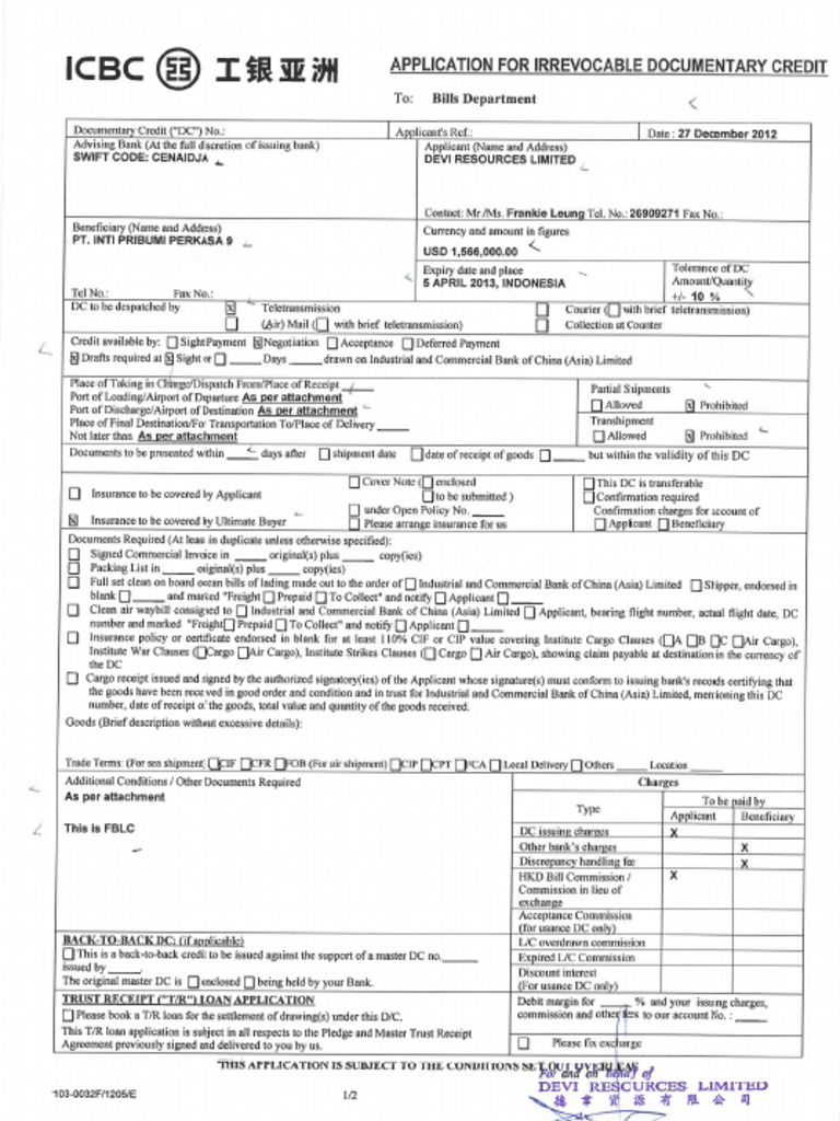 Format Irevocable LC | PDF
