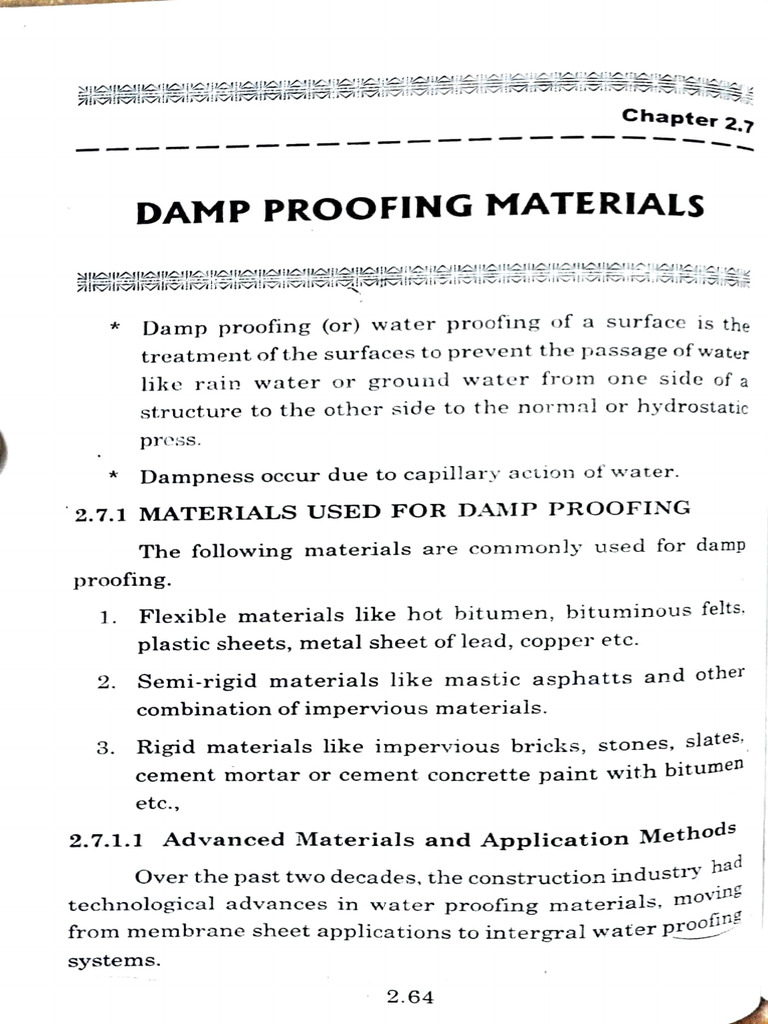 Damp Proofing Materials Overview | PDF | Concrete | Cement