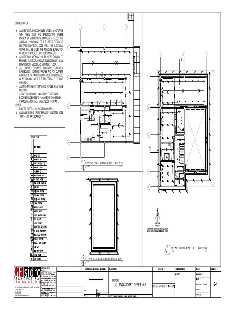Two Storey Residence: Ground Floor Lighting Outlet Layout Plan | PDF ...