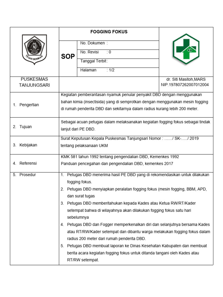 SOP FOGGING - Acep | PDF