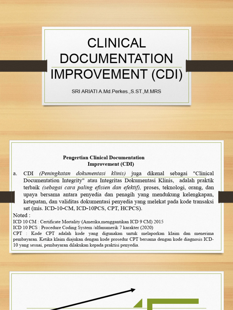Clinical Documentation Improvement (Cdi) : SRI ARIATI A.Md - Perkes.,S.ST.,M.MRS | PDF | Bisnis ...
