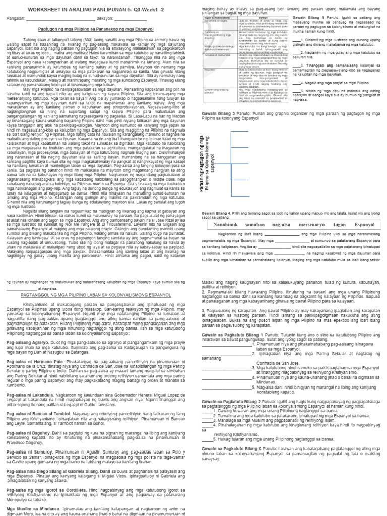 Quarter 3 week 1 AP5 module worksheet | PDF