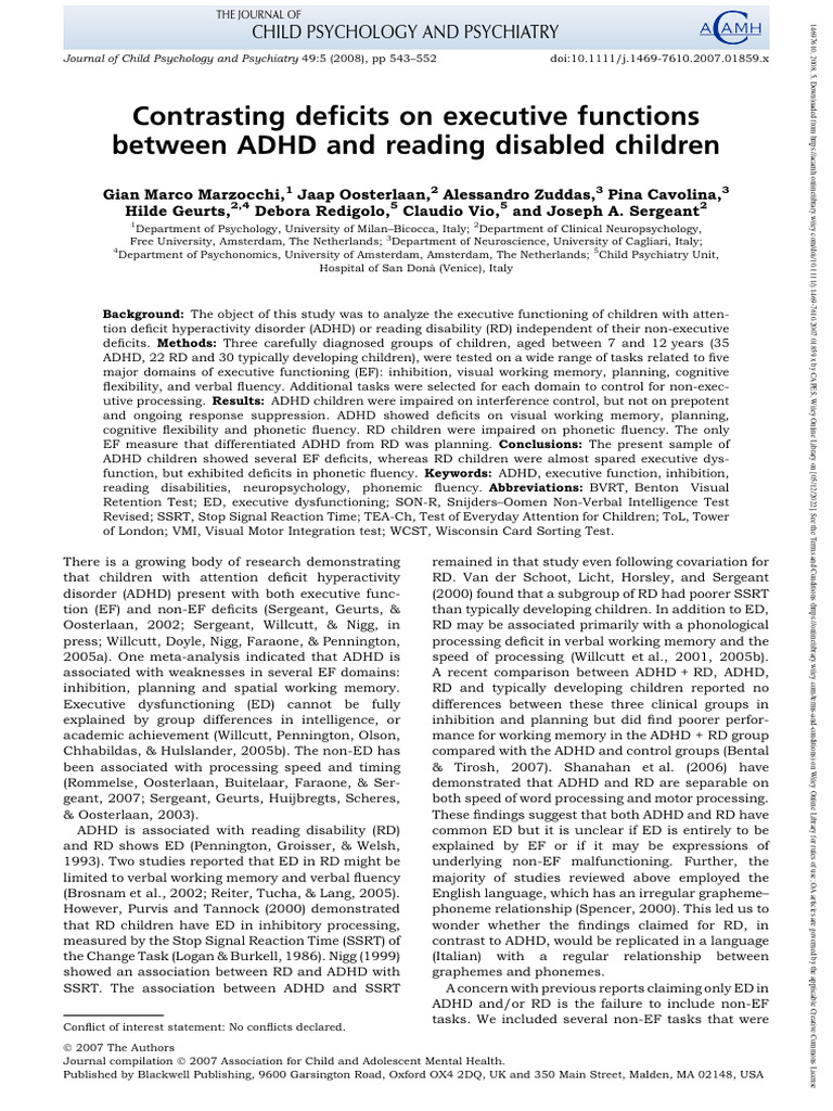 Child Psychology Psychiatry - 2008 - Marzocchi - Contrasting Deficits ... Child Psychology Psychiatry - 2008 - Marzocchi - Contrasting Deficits ...