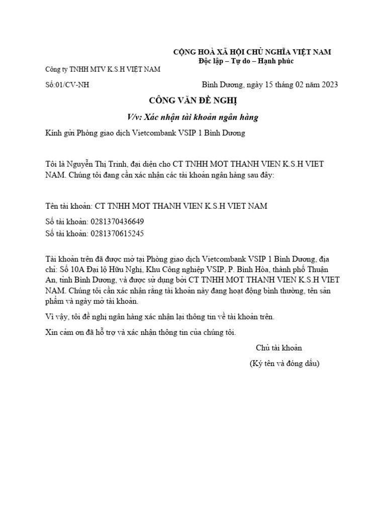 Cong Van Gui Bank | PDF