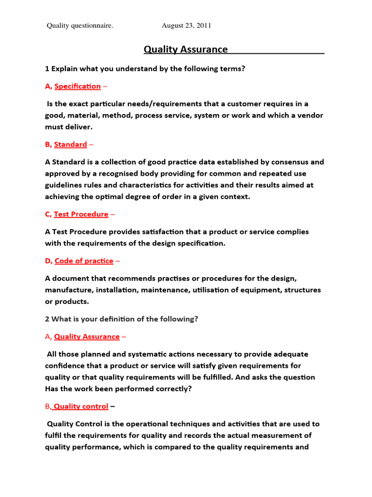 Quality Assurance | PDF | Quality Assurance | Specification (Technical Standard)