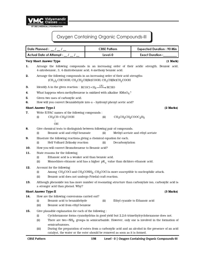 Oxygen Containing Organic Compound-III - Workbook | PDF | Carboxylic ...