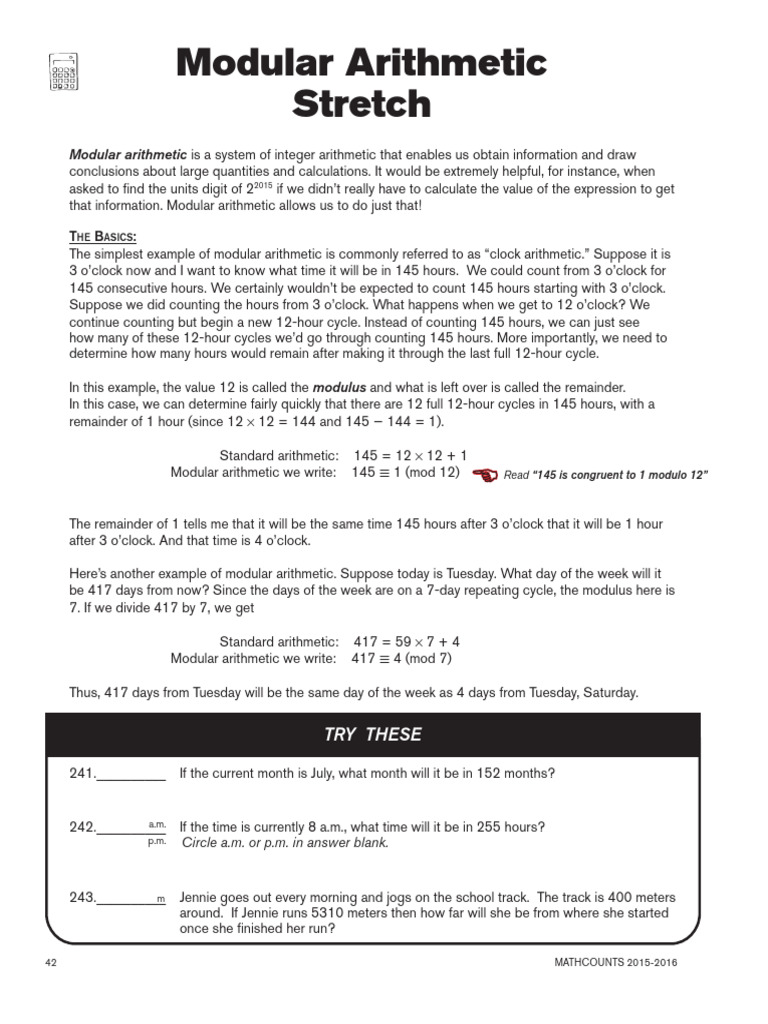 Modular Arithmetic Stretch | Download Free PDF | Arithmetic | Abstract Algebra