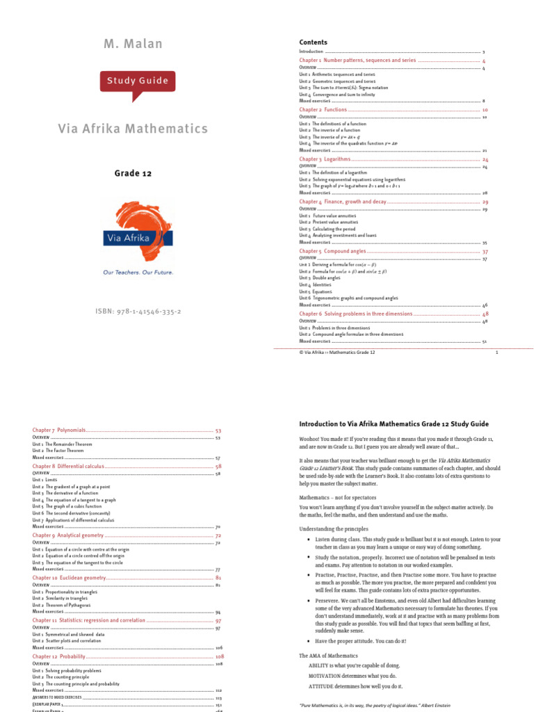 Gr12 Mathematics Study Guide - LR | PDF | Logarithm | Function ...