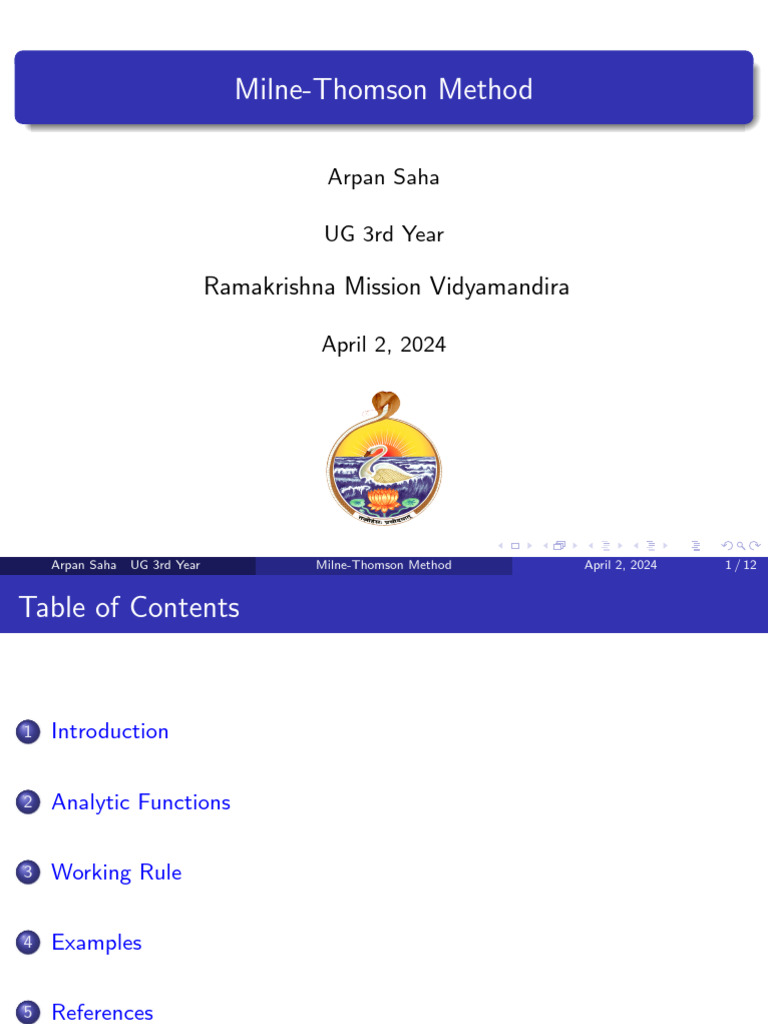 Milne Thomson Method | PDF | Function (Mathematics) | Analytic Function