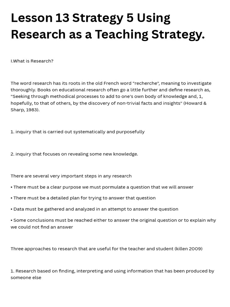 Lesson 13 Strategy 5 Using Research As A Teaching Strategy. - 20240412 ...