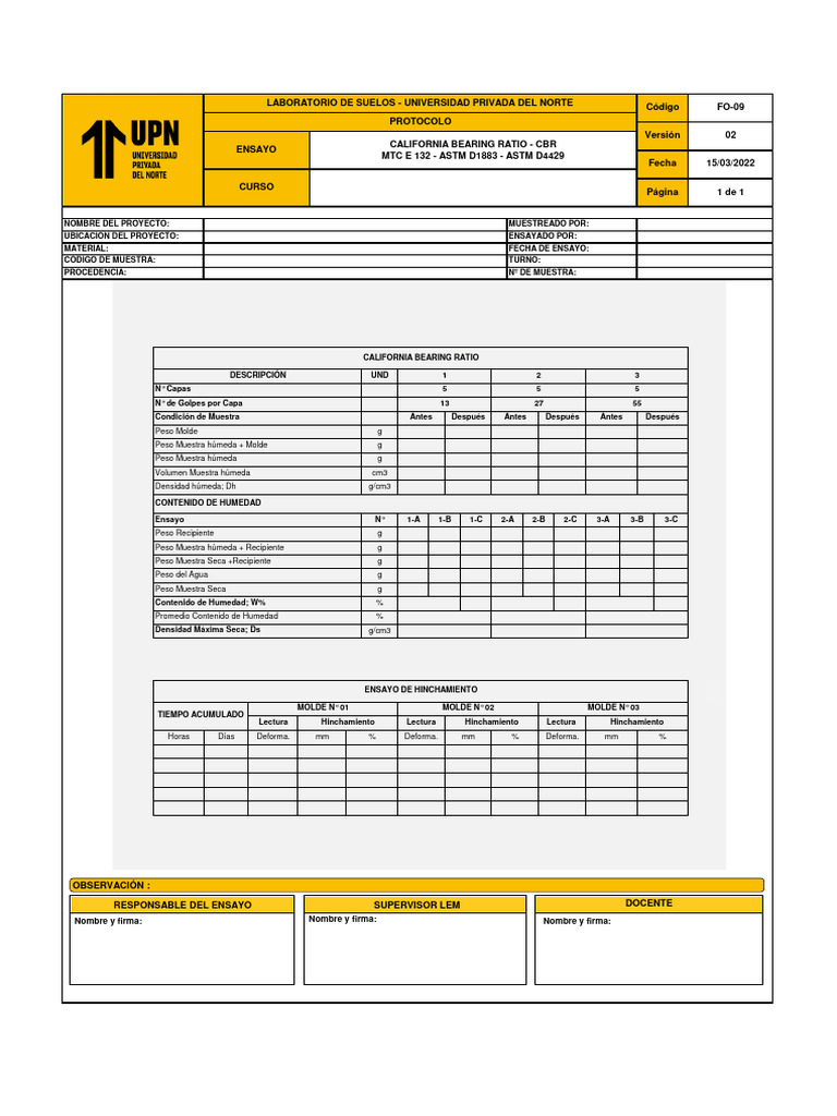 Protocolo CBR | Descargar gratis PDF | Mecánica de suelos