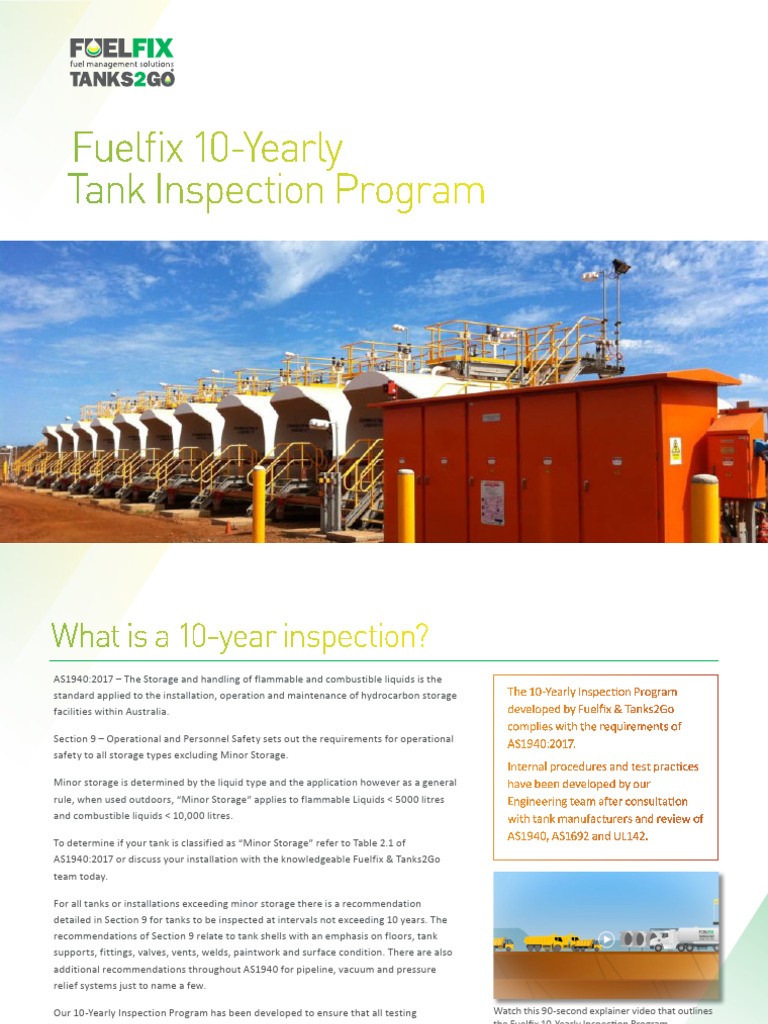 Fuelfix 10-Year Tank Inspection Program | PDF