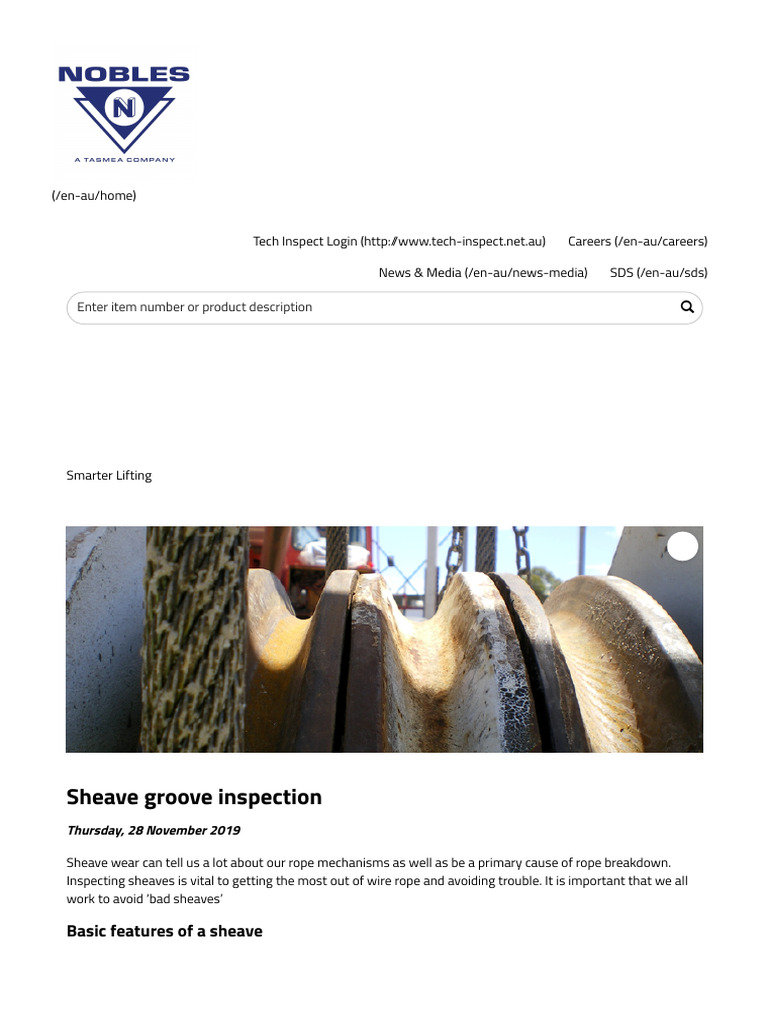 Sheave Groove Inspection | PDF | Rope | Wear