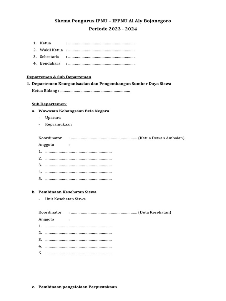 Skema Pengurus IPNU | PDF