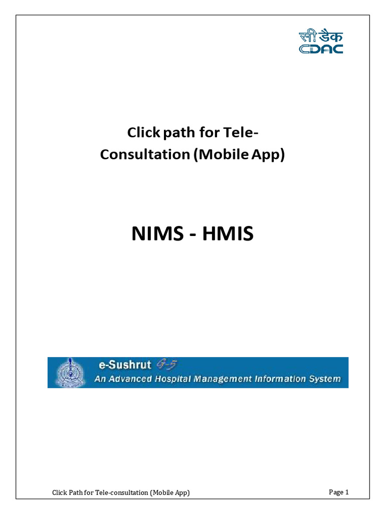 Nims - Hmis: Click Path For Tele-Consultation (Mobile App) | PDF | Cyberspace | Software