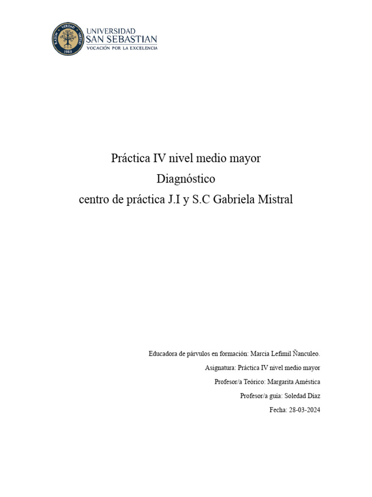 Práctica IV nivel medio mayor | PDF | Educación de la primera infancia | Aprendizaje