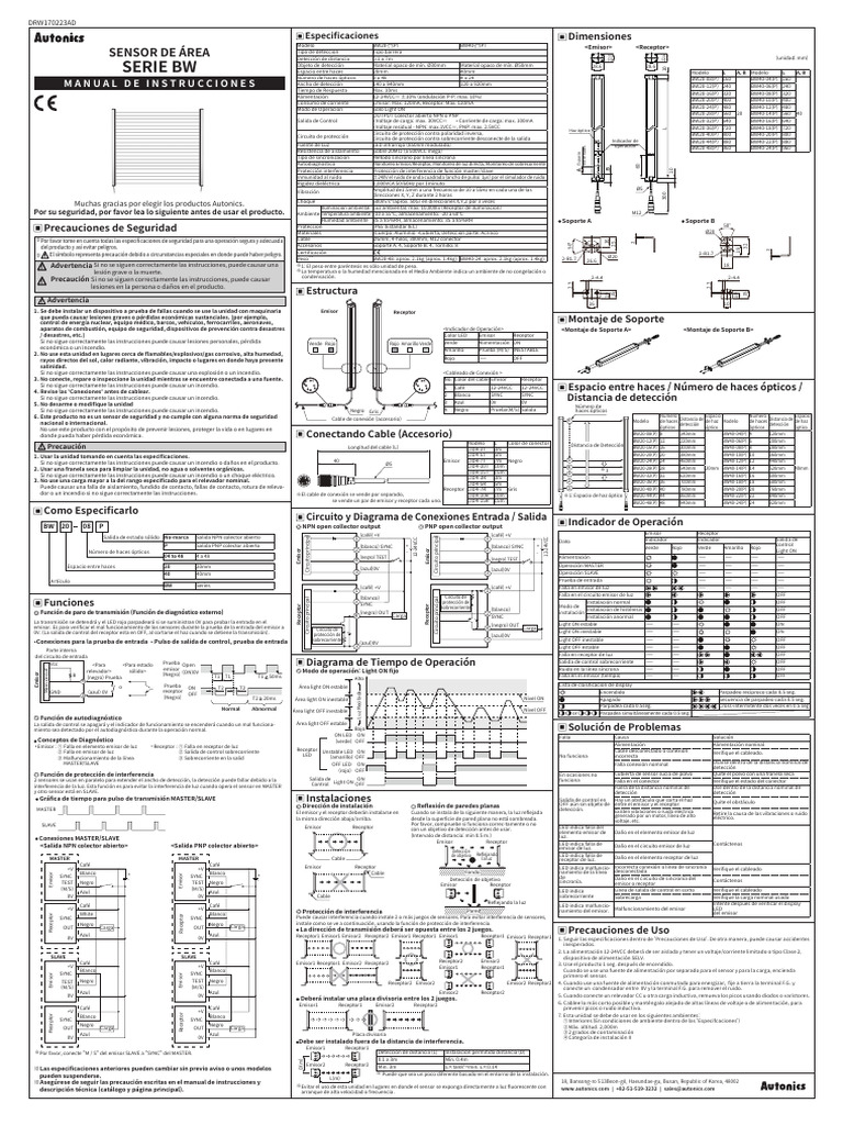 Autonics BW Esp Manual | PDF | Transistor de unión bipolar | Diodo emisor de luz