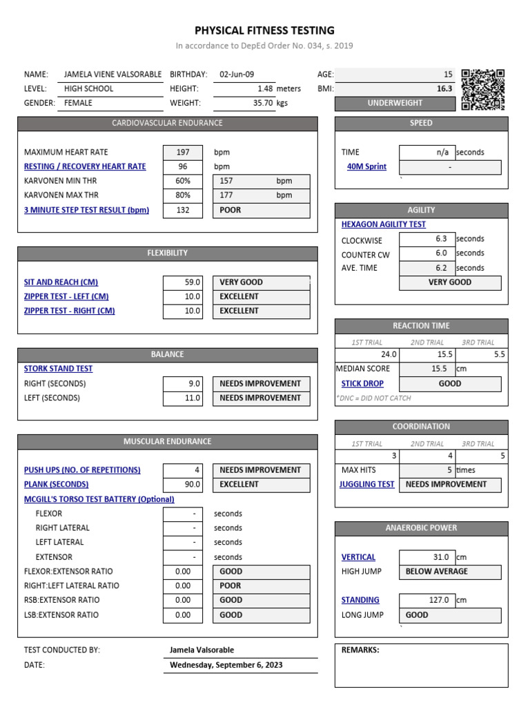 Kay Jamila Na Deped Revised PFT of 9dec2019!2!2 | PDF | Anatomical ...