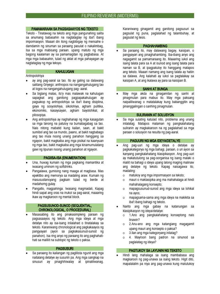 Filipino Rev (Midterms) | PDF