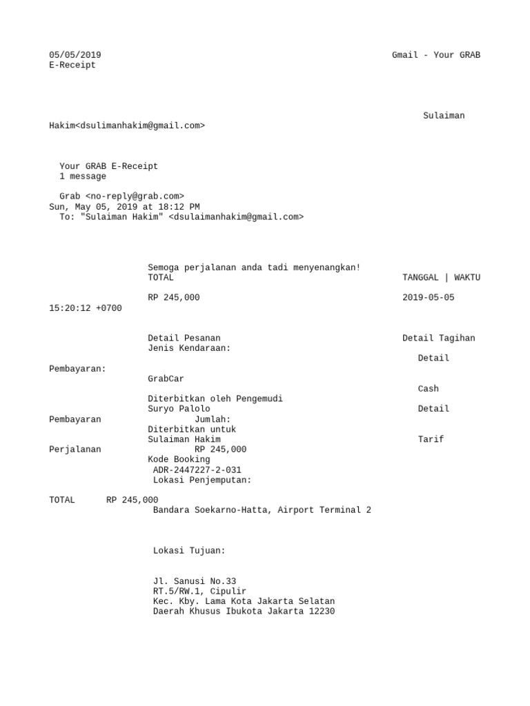 Invoice Grab | PDF | Pengelolaan Keuangan & Uang