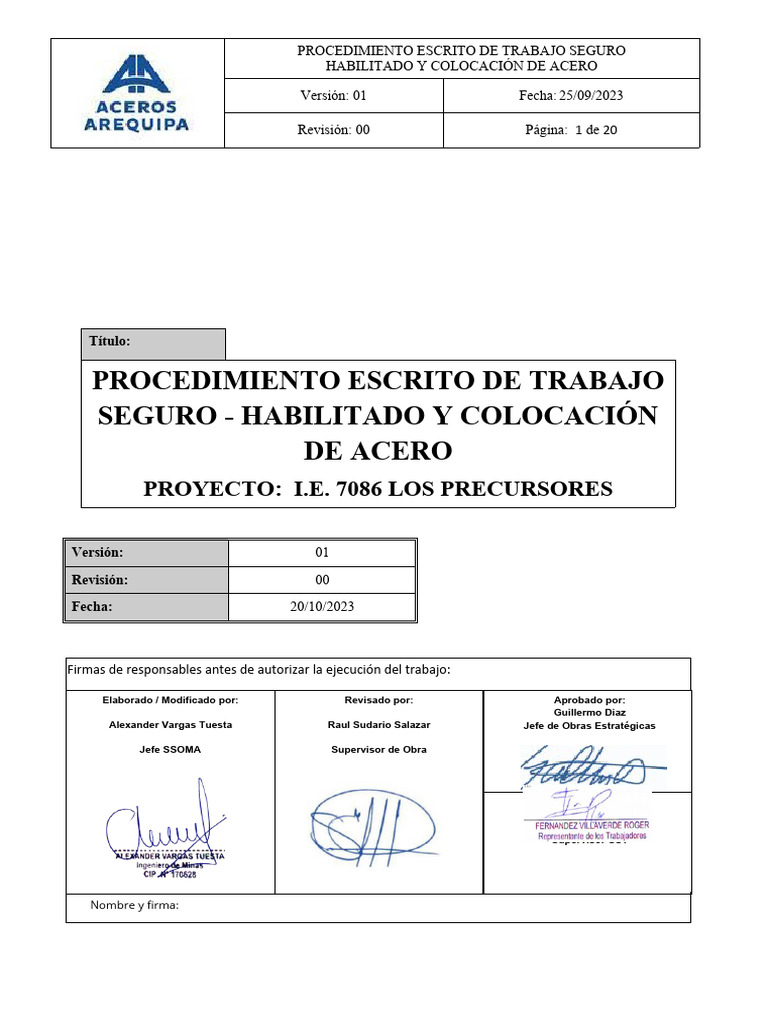 Proc Const Habilt Aceros - Aa | PDF | Acero | Hormigón