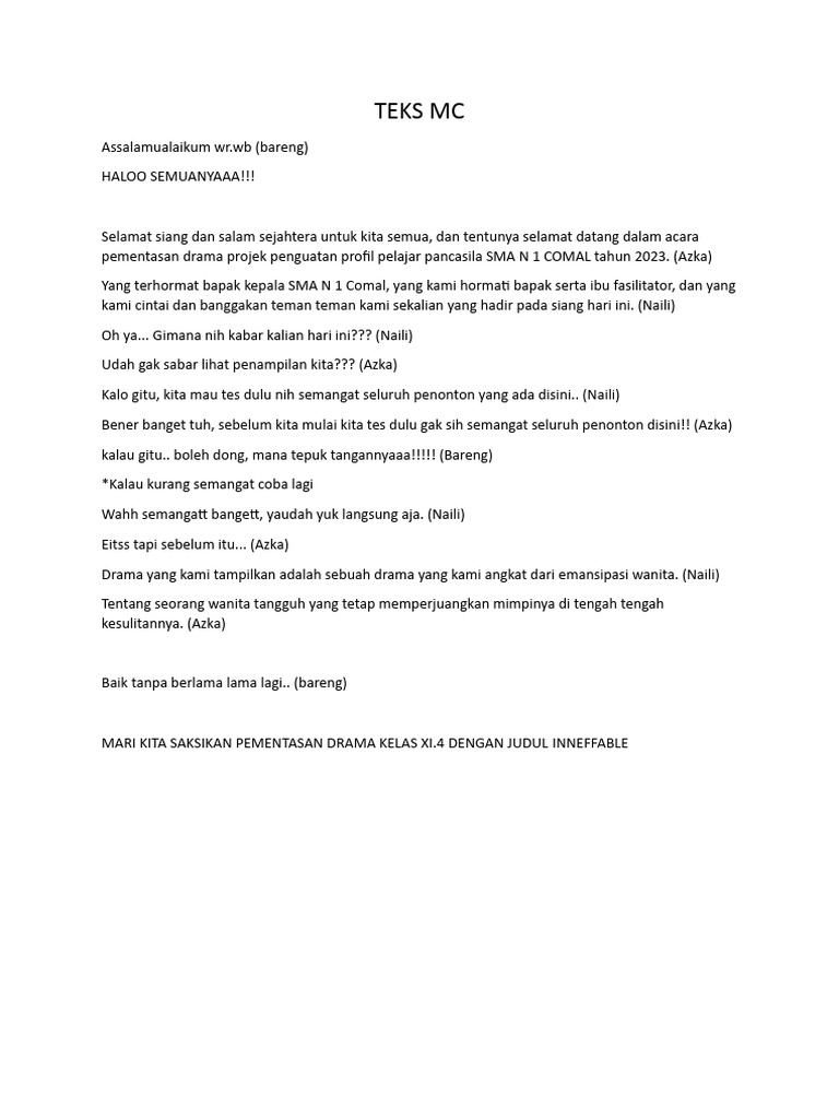 Teks MC Drama | PDF