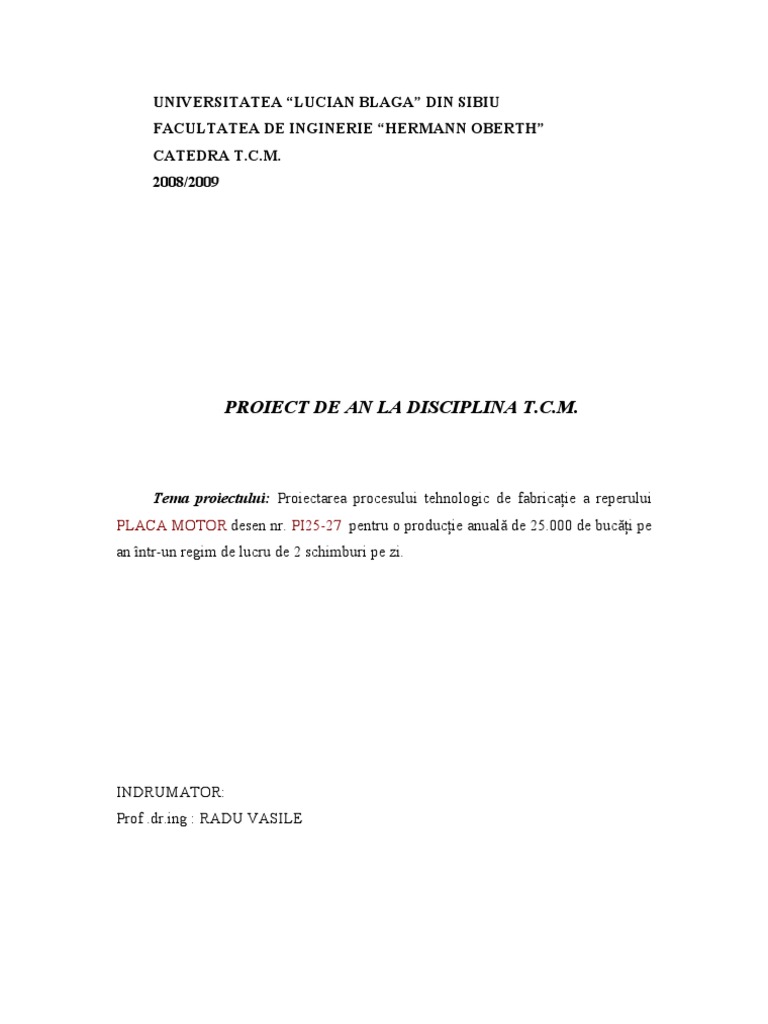 Proiect TCM | PDF