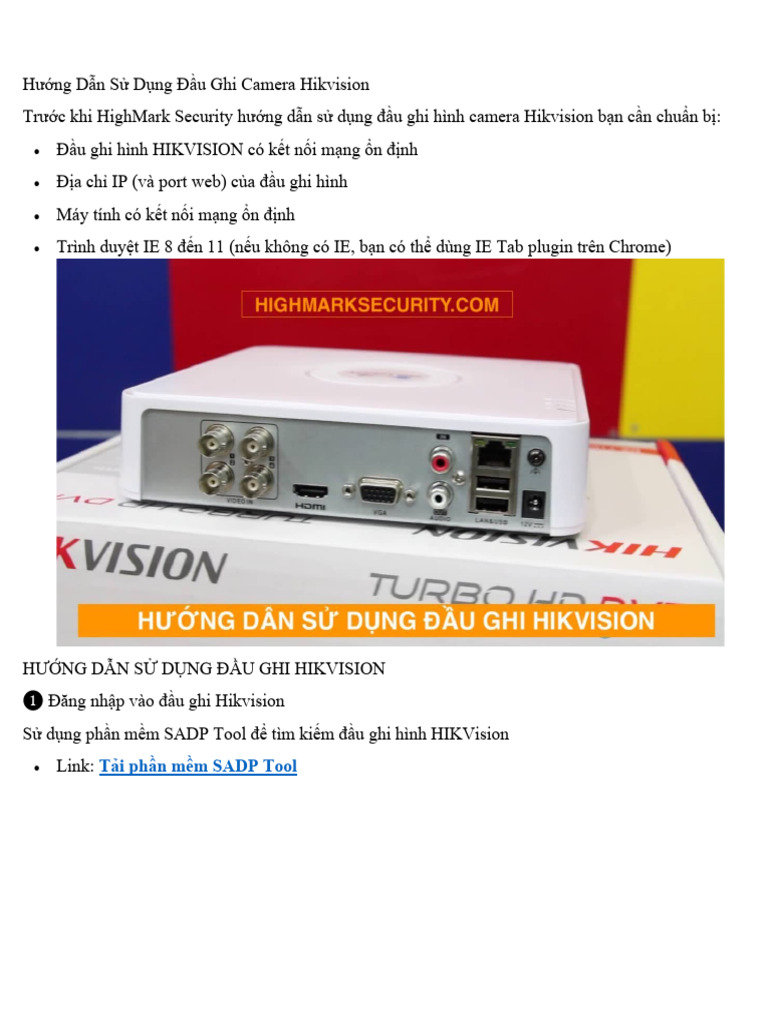 Hướng Dẫn Sử Dụng Đầu Ghi Camera Hikvision | PDF