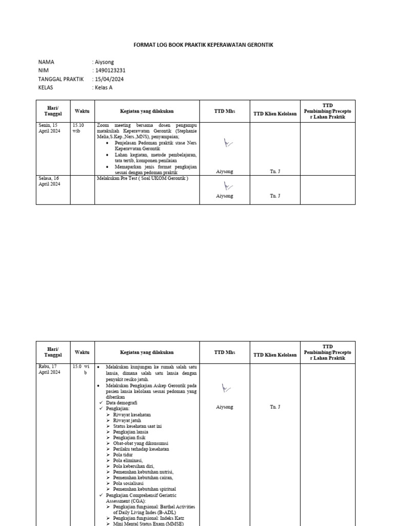 FORMAT LOG BOOK | PDF