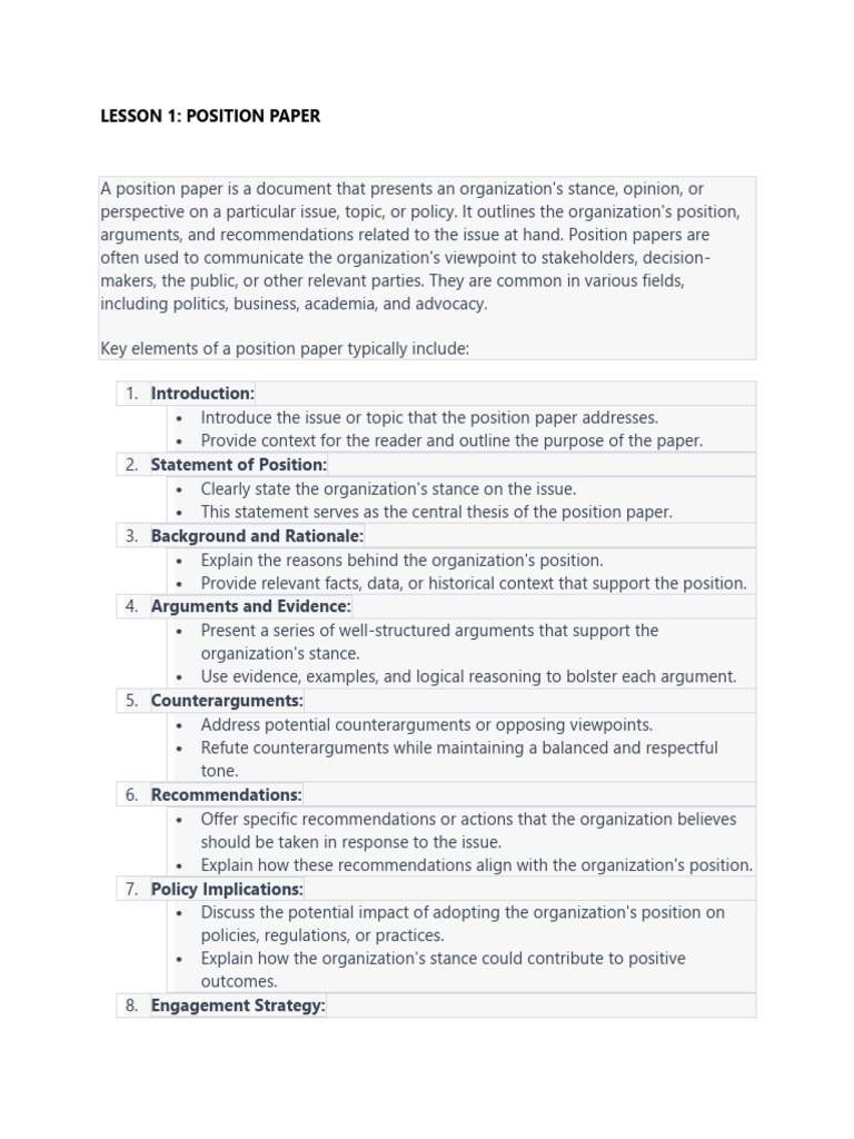 Position Paper Essentials | PDF | Climate Change | Climate Change ...