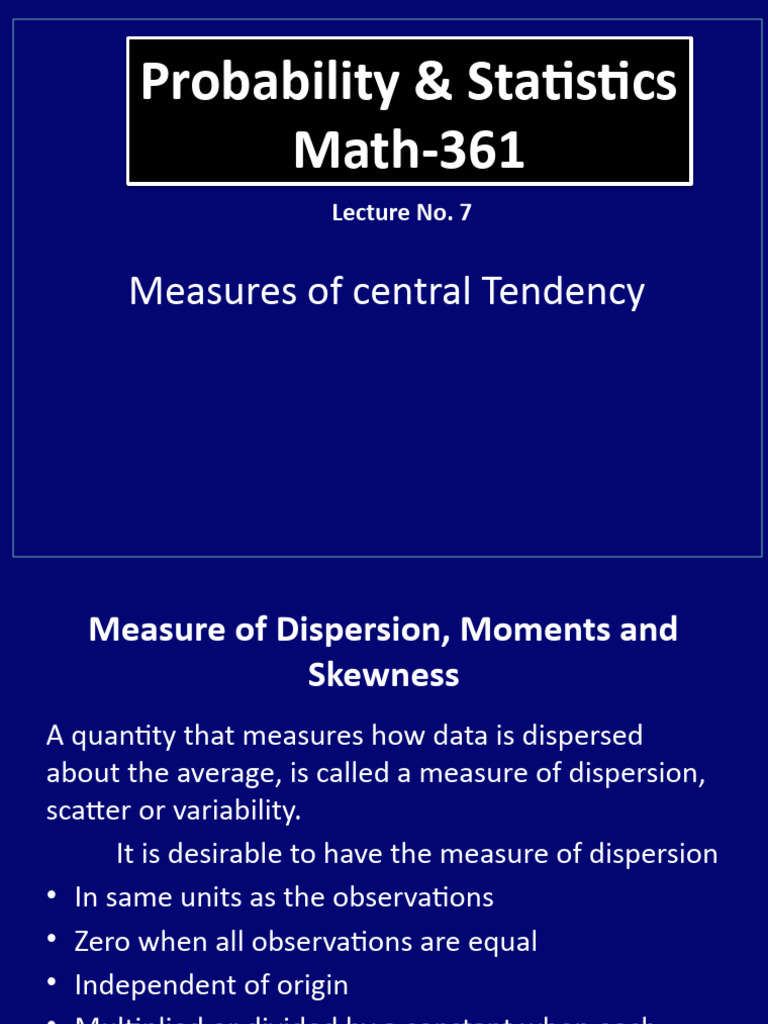 PROB AND STATS X Lecture 7 | PDF